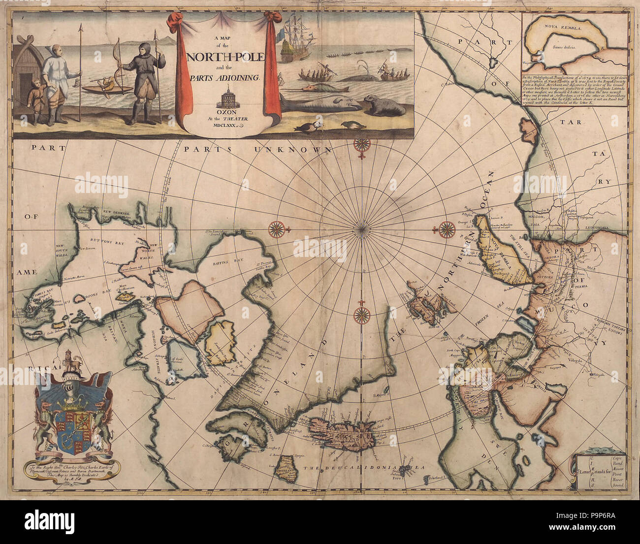 A Map of the North Pole and the Parts Adioining, Oxon, 1680 Stock Photo ...