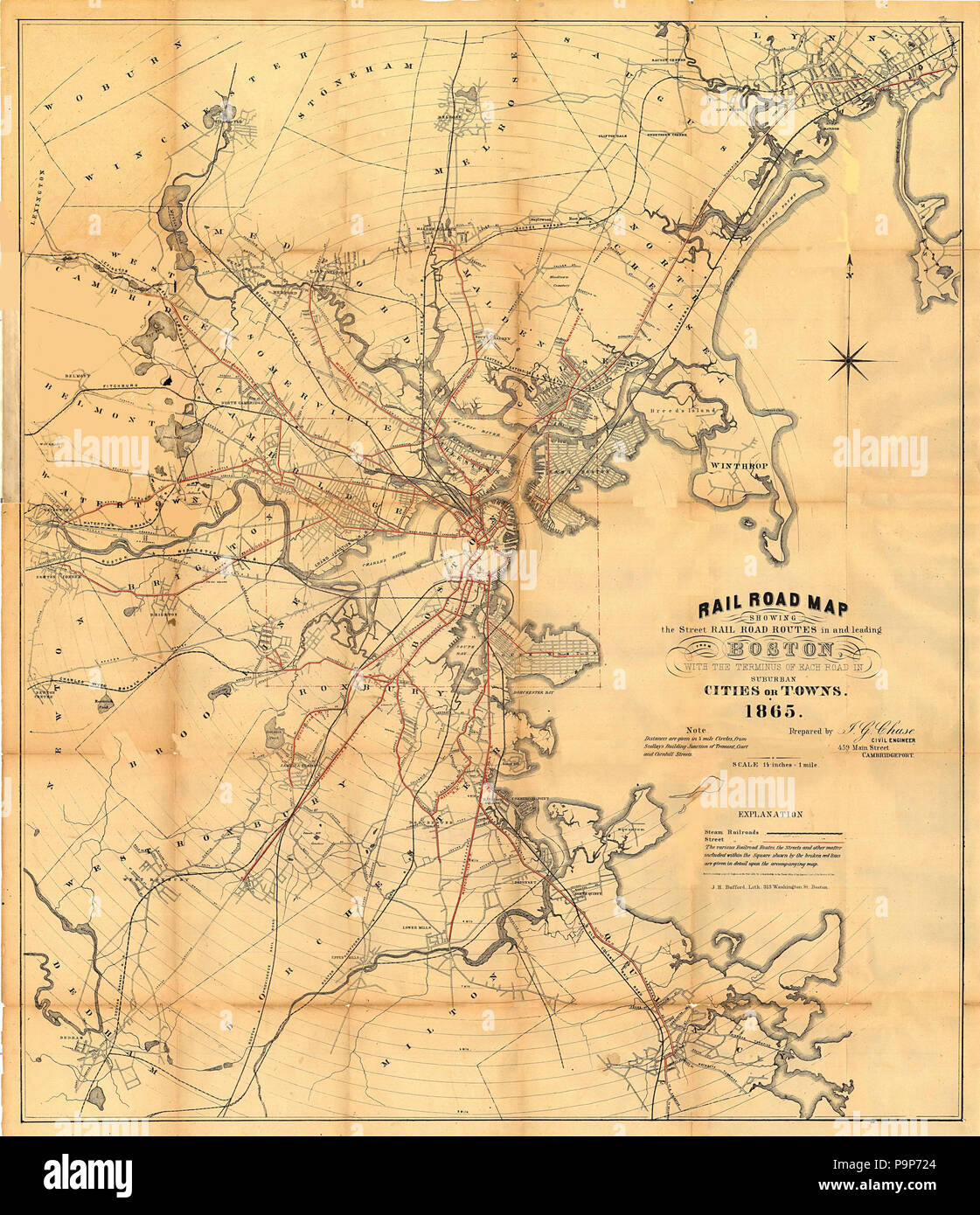 Map of boston 19th hi-res stock photography and images - Alamy