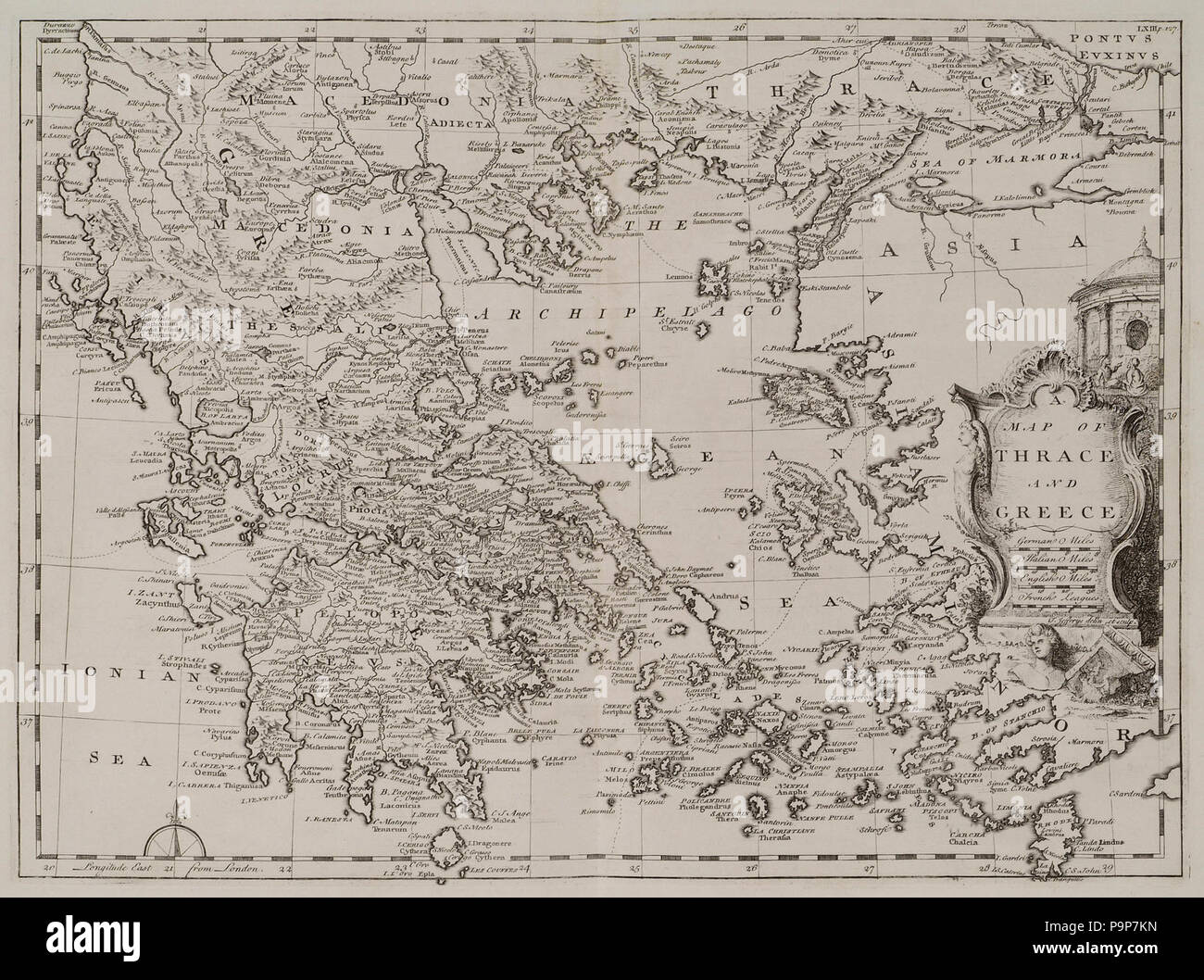 A Map of Thrace and Greece - Pococke Richard - 1745 Stock Photo - Alamy