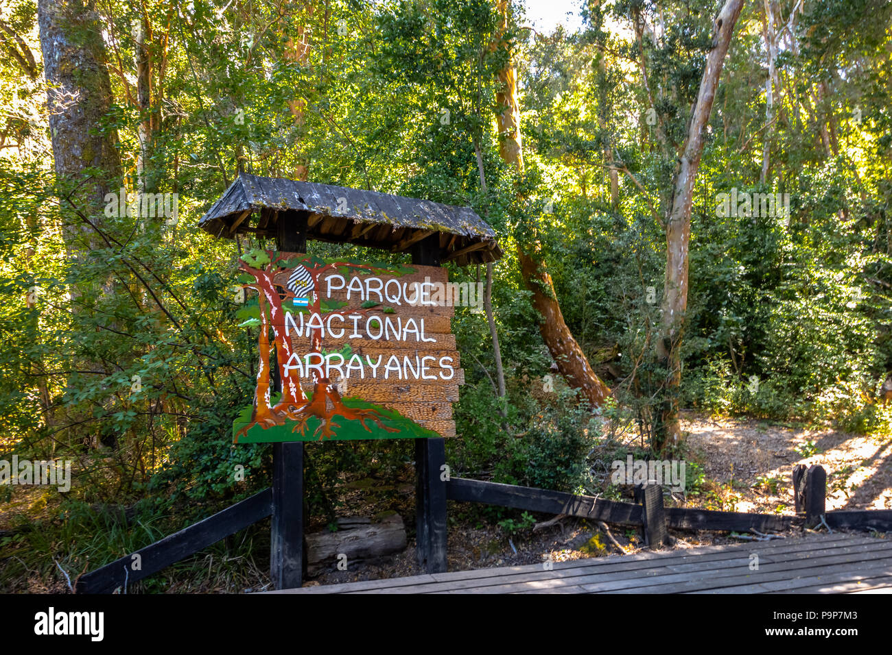 Sign at Arrayanes National Park - Villa La Angostura, Patagonia ...