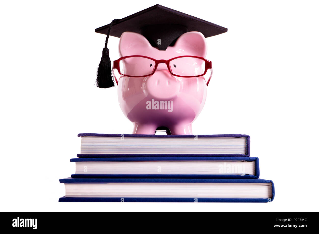 Student college graduate Piggy Bank isolated on white background, front ...
