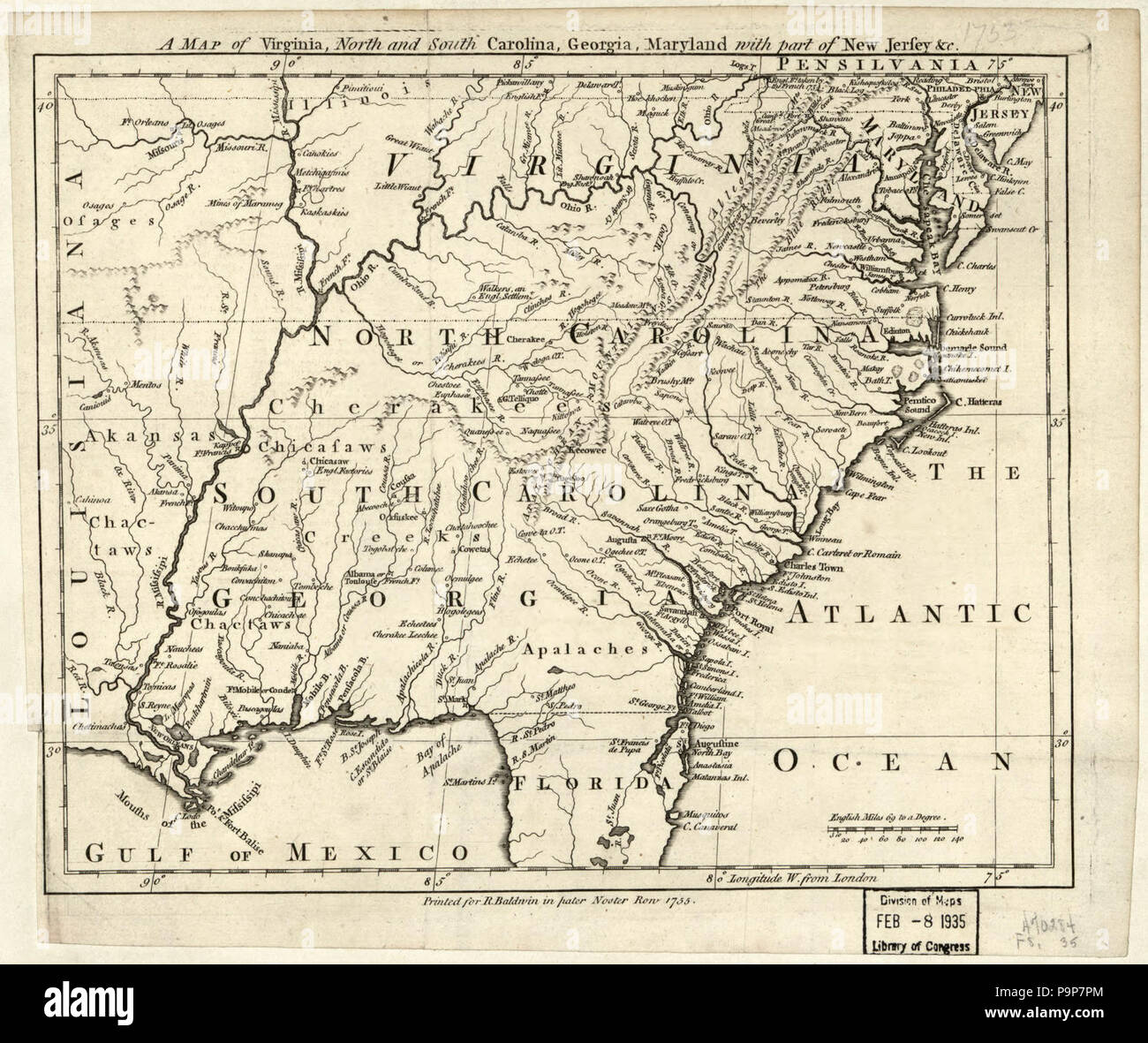 A map of Virginia, North and South Carolina, Georgia, Maryland with ...
