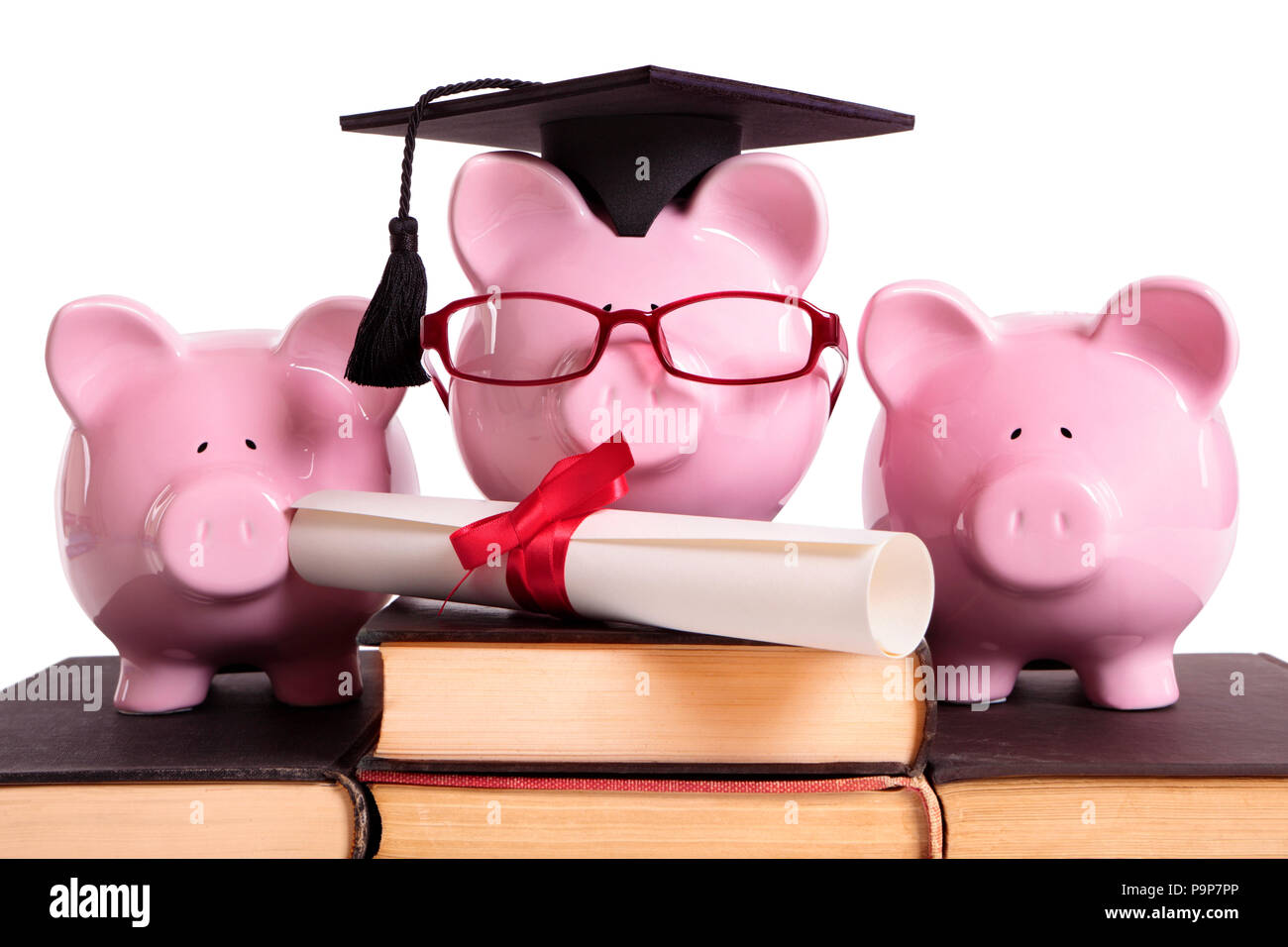 Graduation cap on pile of money hi-res stock photography and images - Alamy