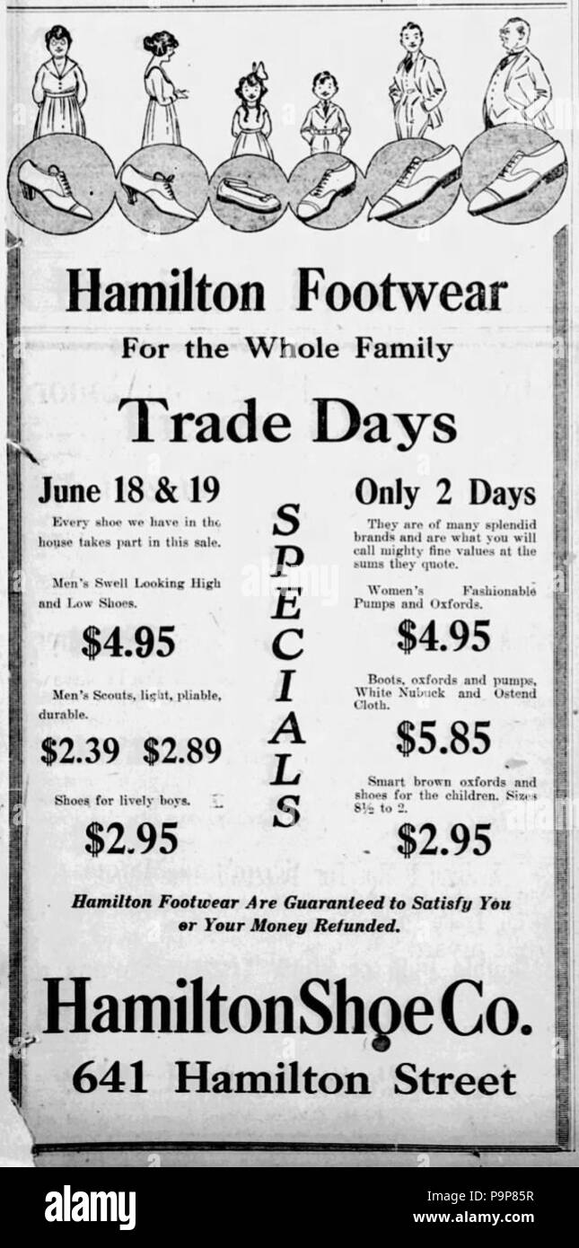 38 1919 - Hamilton Shoe Company - 18 Jun MC - Allentown PA Stock Photo ...