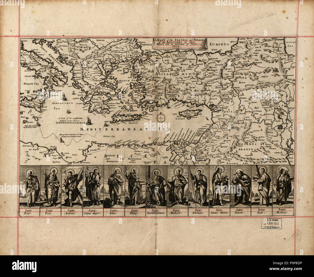 A mapp of the travels and voyages of the apostles in their mission and ...