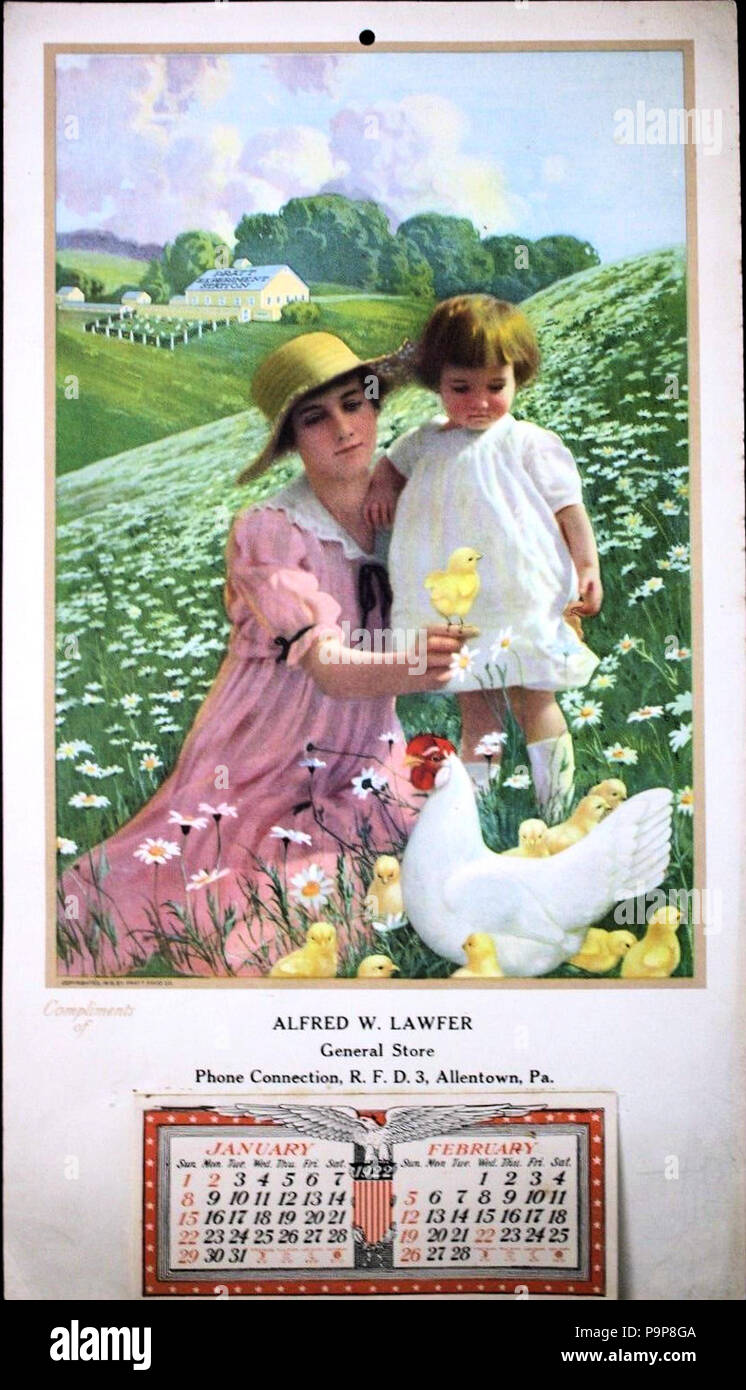 39 1922 - Alfred W Lawfer - Calendar - Allentown PA Stock Photo - Alamy