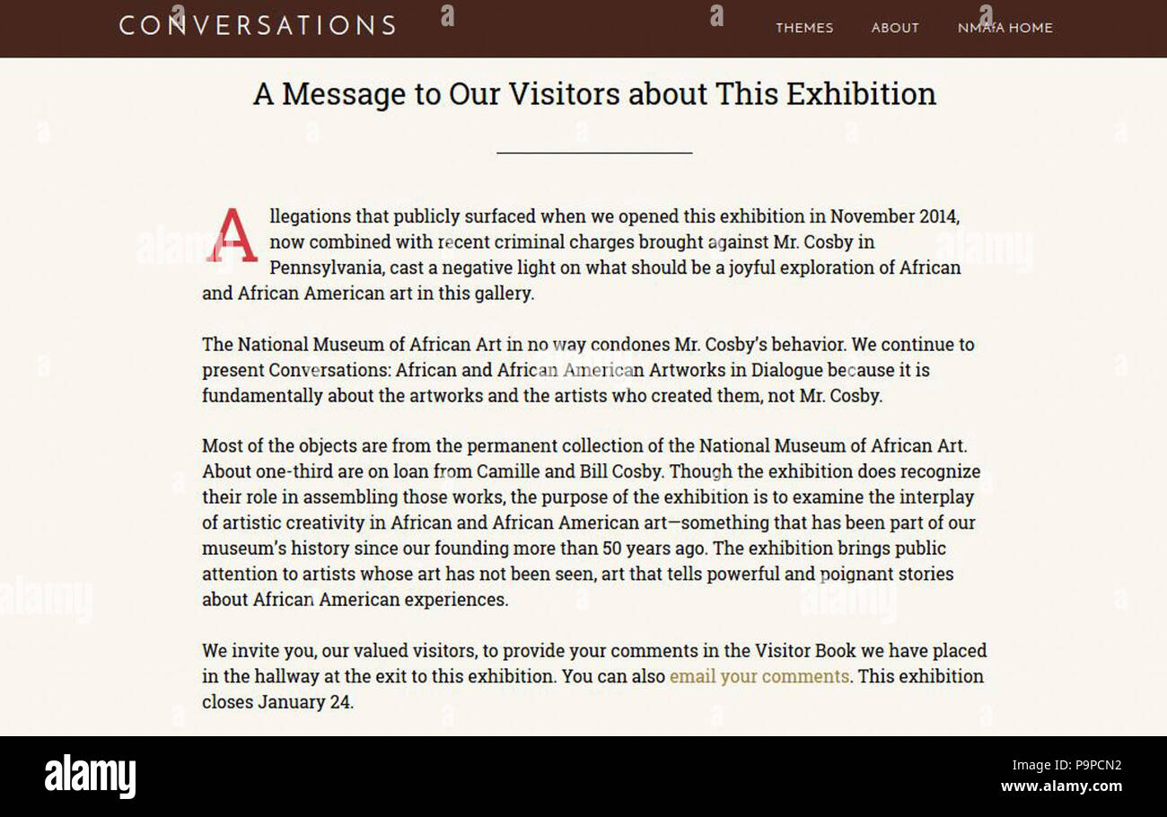 A Message to Our Visitors about This Exhibition Stock Photo - Alamy