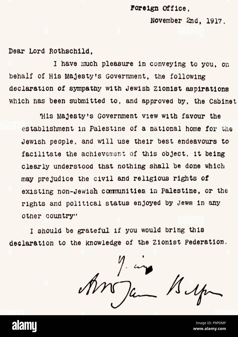 Balfour declaration hi-res stock photography and images - Alamy