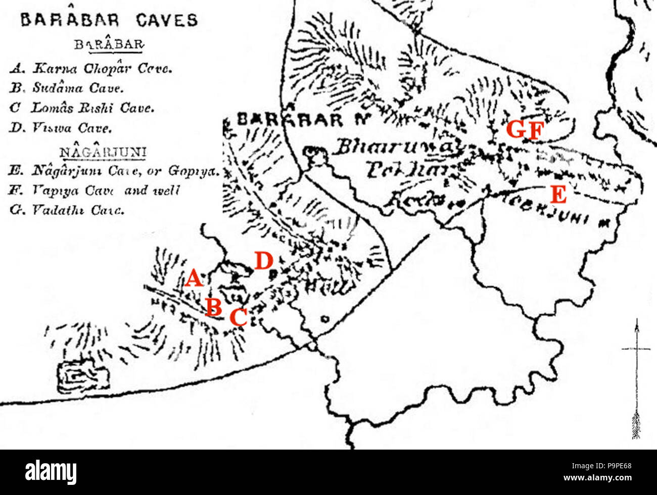 184 Barabar caves map Stock Photo - Alamy