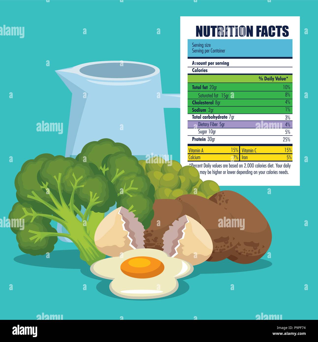 healthy food with nutritional facts vector illustration design Stock ...