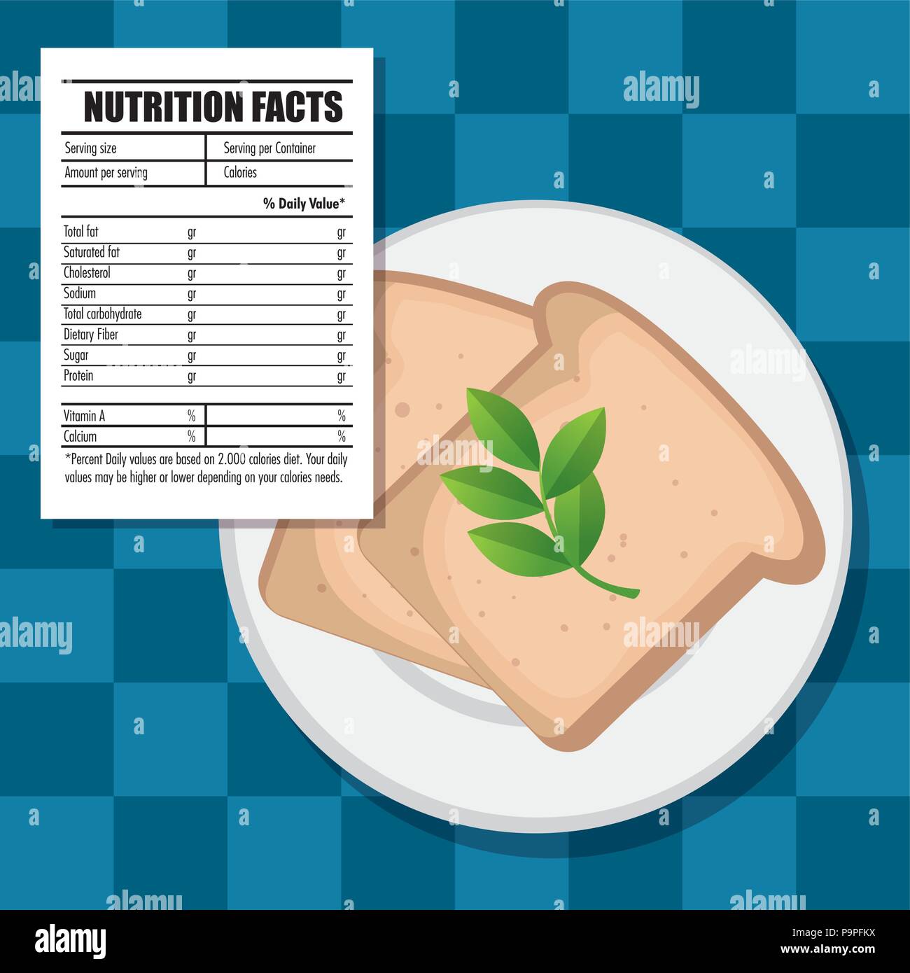 healthy food with nutritional facts vector illustration design Stock ...