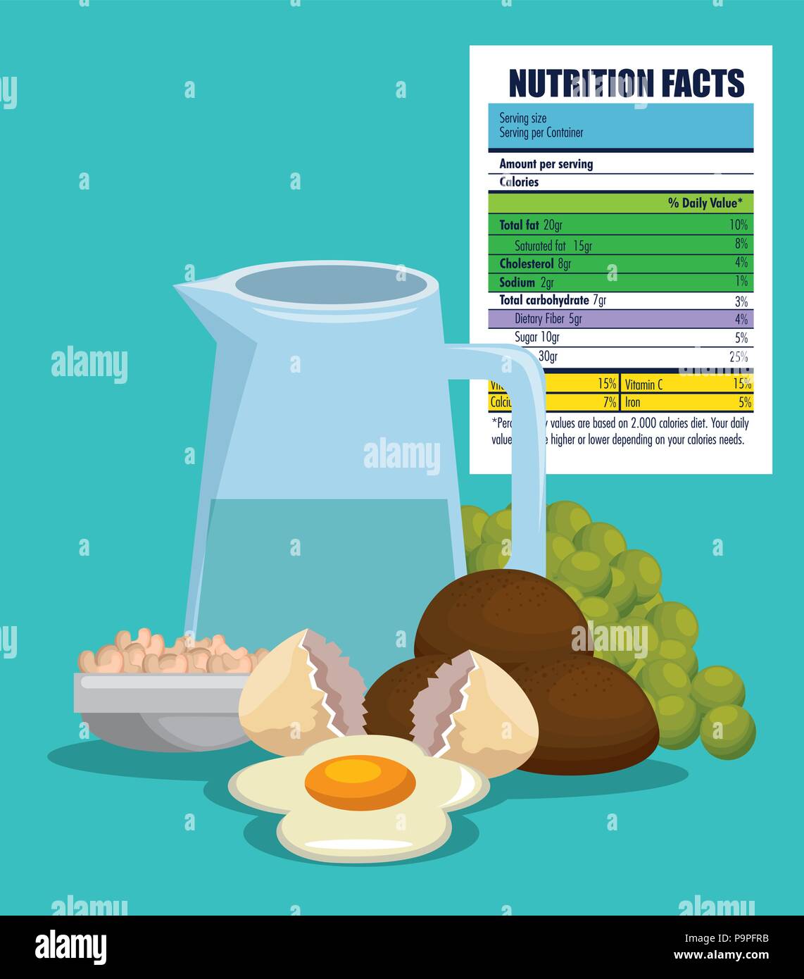 healthy food with nutritional facts vector illustration design Stock ...