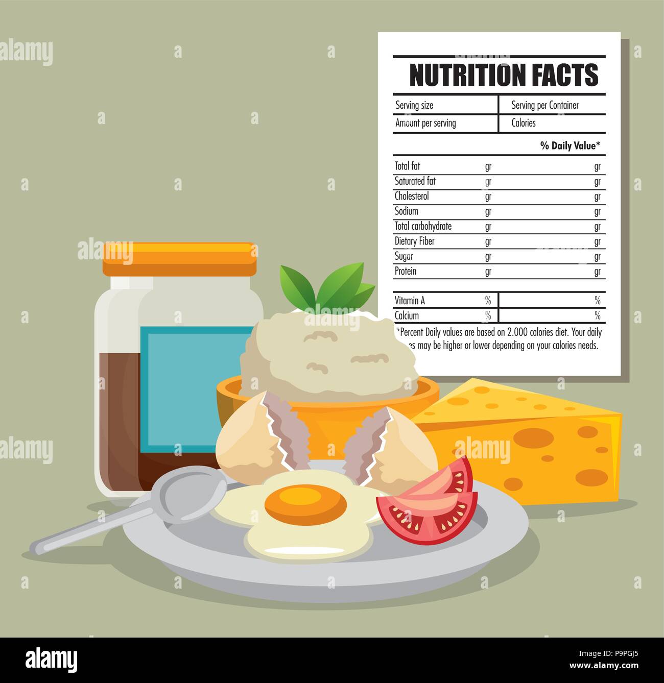 healthy food with nutritional facts vector illustration design Stock ...