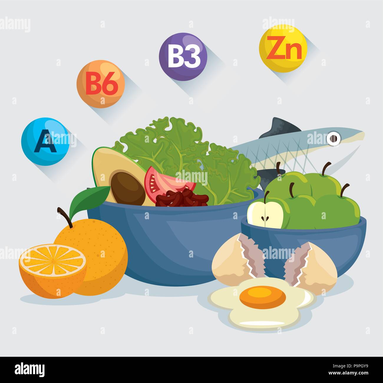healthy food with nutritional facts vector illustration design Stock ...