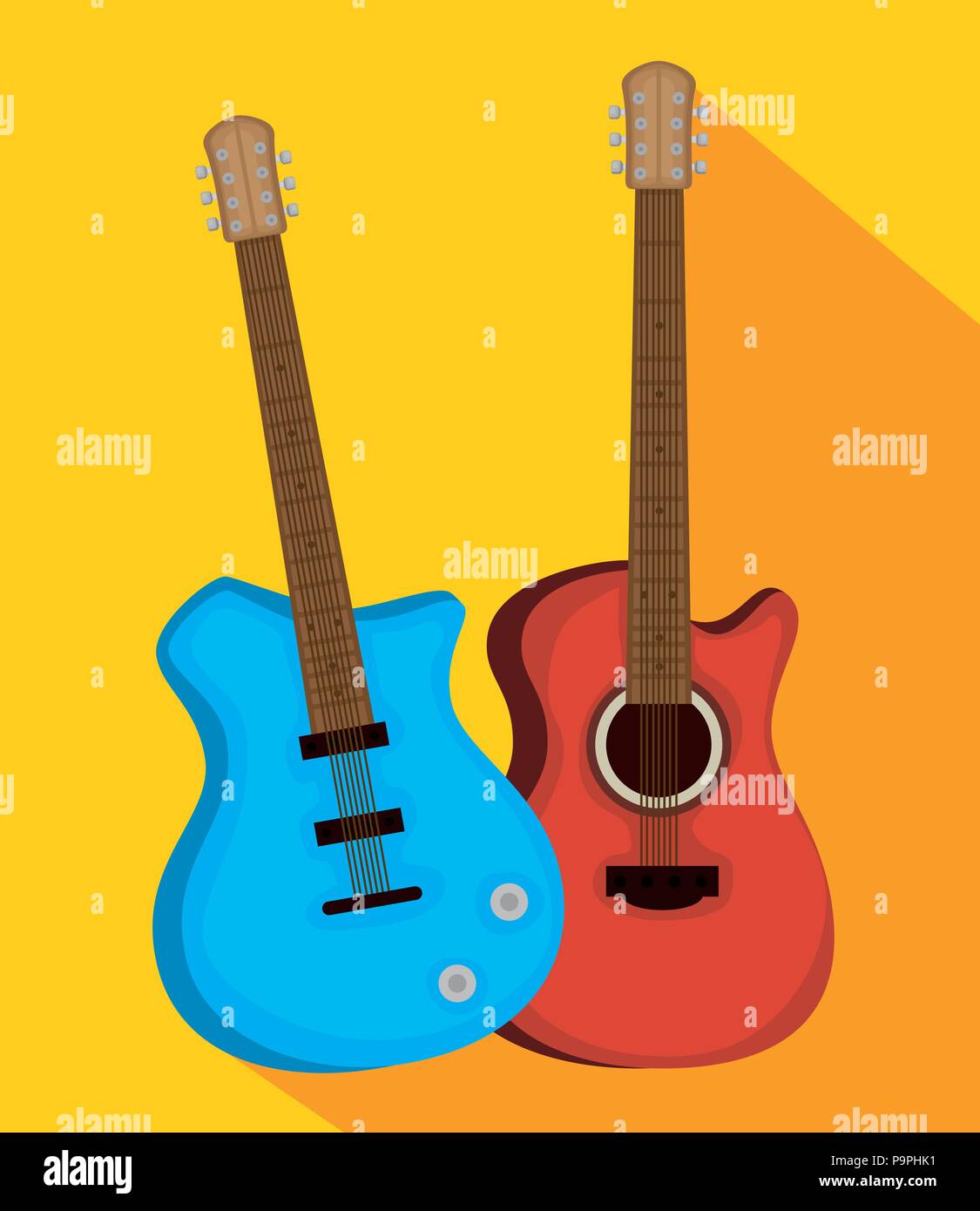 guitar electric instrument label vector illustration design Stock ...