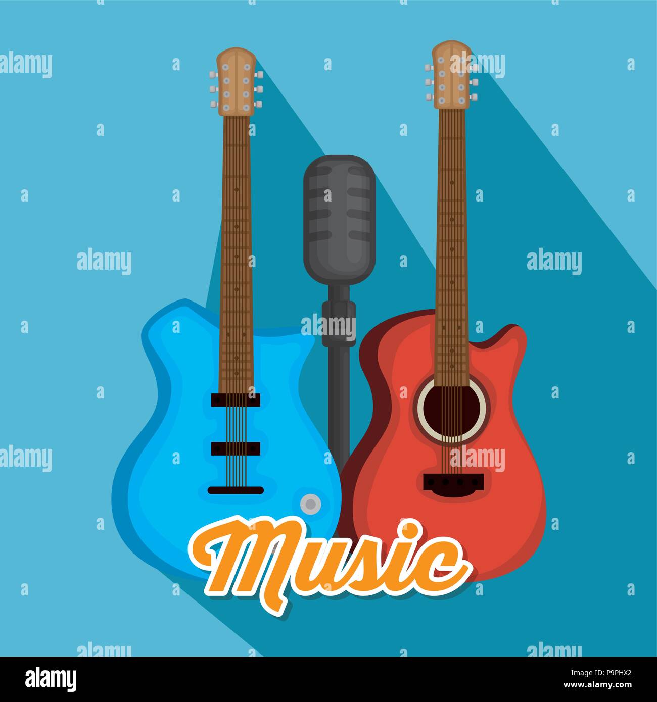 guitar electric instrument label vector illustration design Stock ...