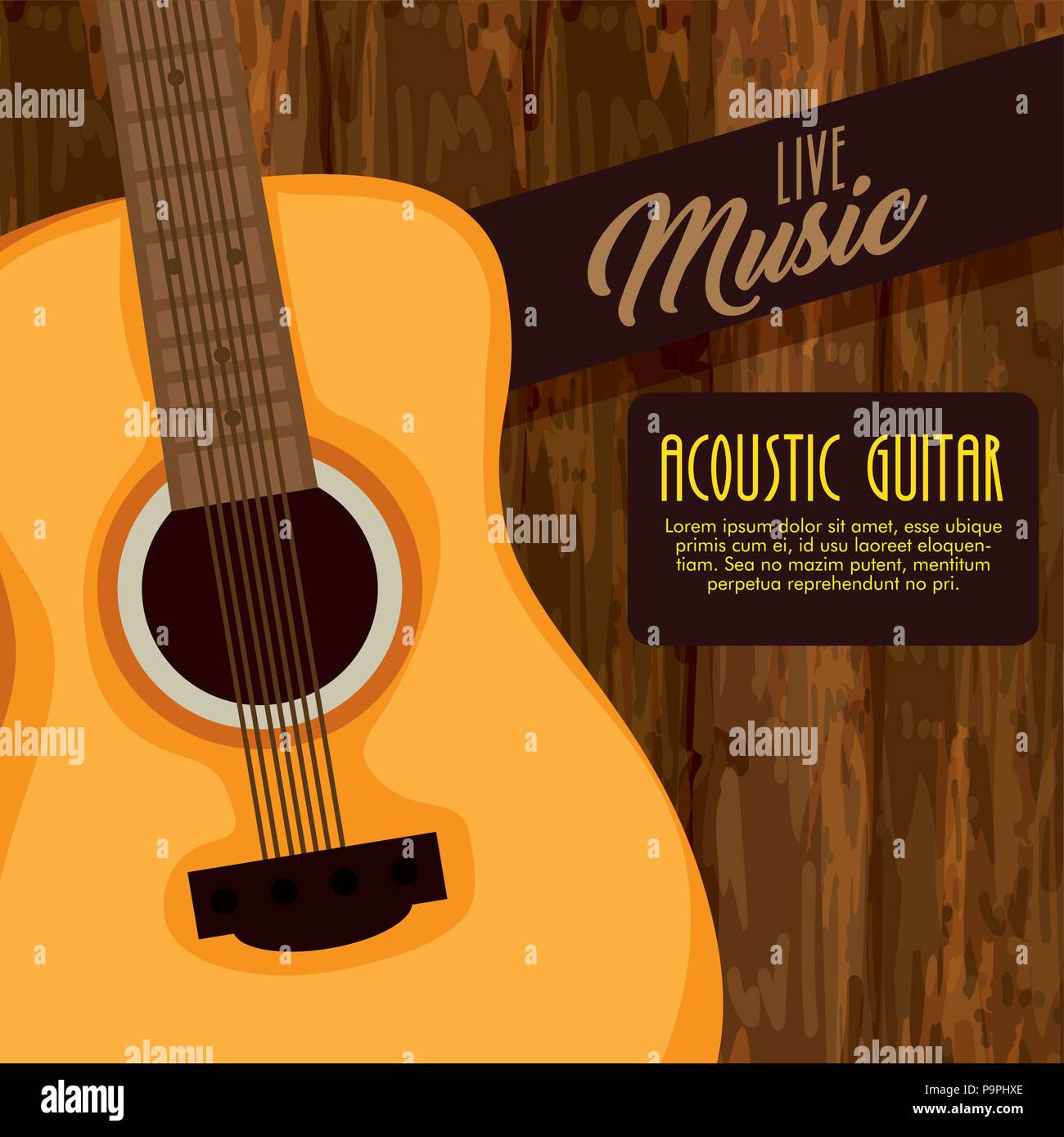 guitar acoustic instrument label vector illustration design Stock ...
