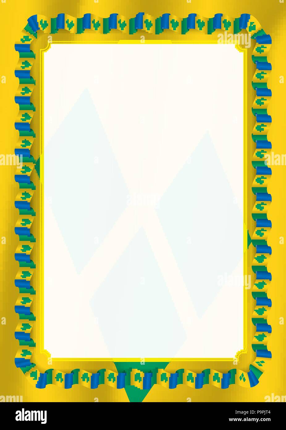 Frame and border of ribbon with Saint Vincent and the Grenadines flag ...