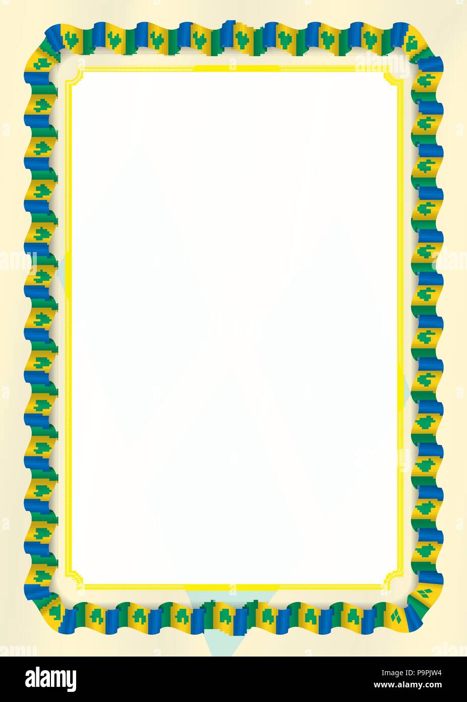 Frame and border of ribbon with Saint Vincent and the Grenadines flag ...