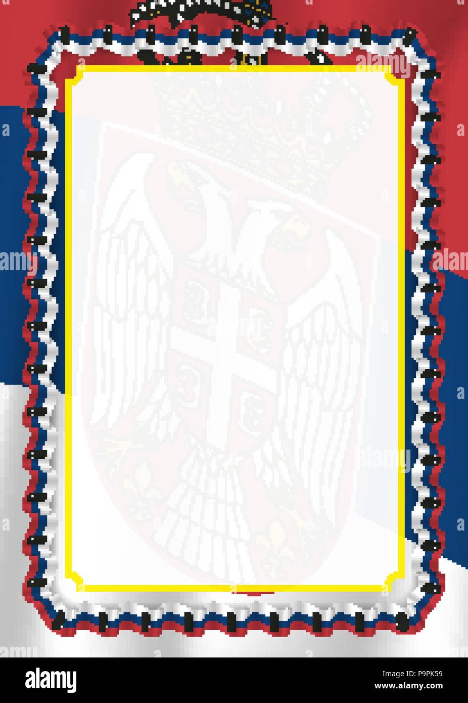 Frame and border of ribbon with Serbia flag, template elements for your ...