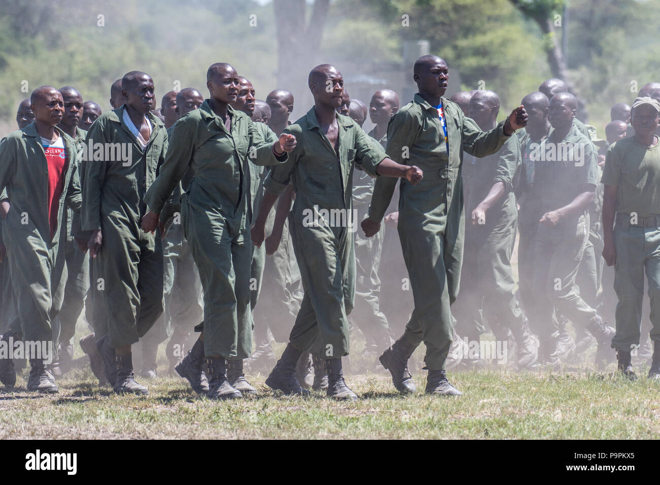 Park Rangers practicing running drills for the Hawange National Park ...