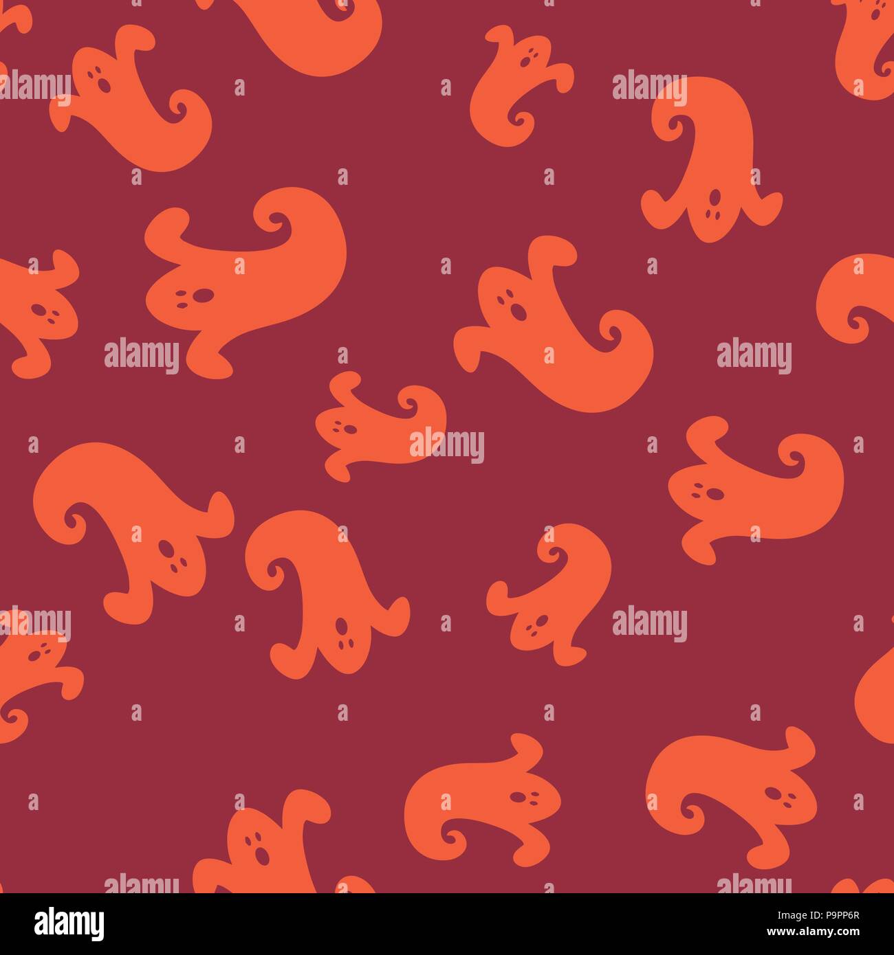 Phantom Halloween pattern seamless. Vector illustration. Orange ghost ...
