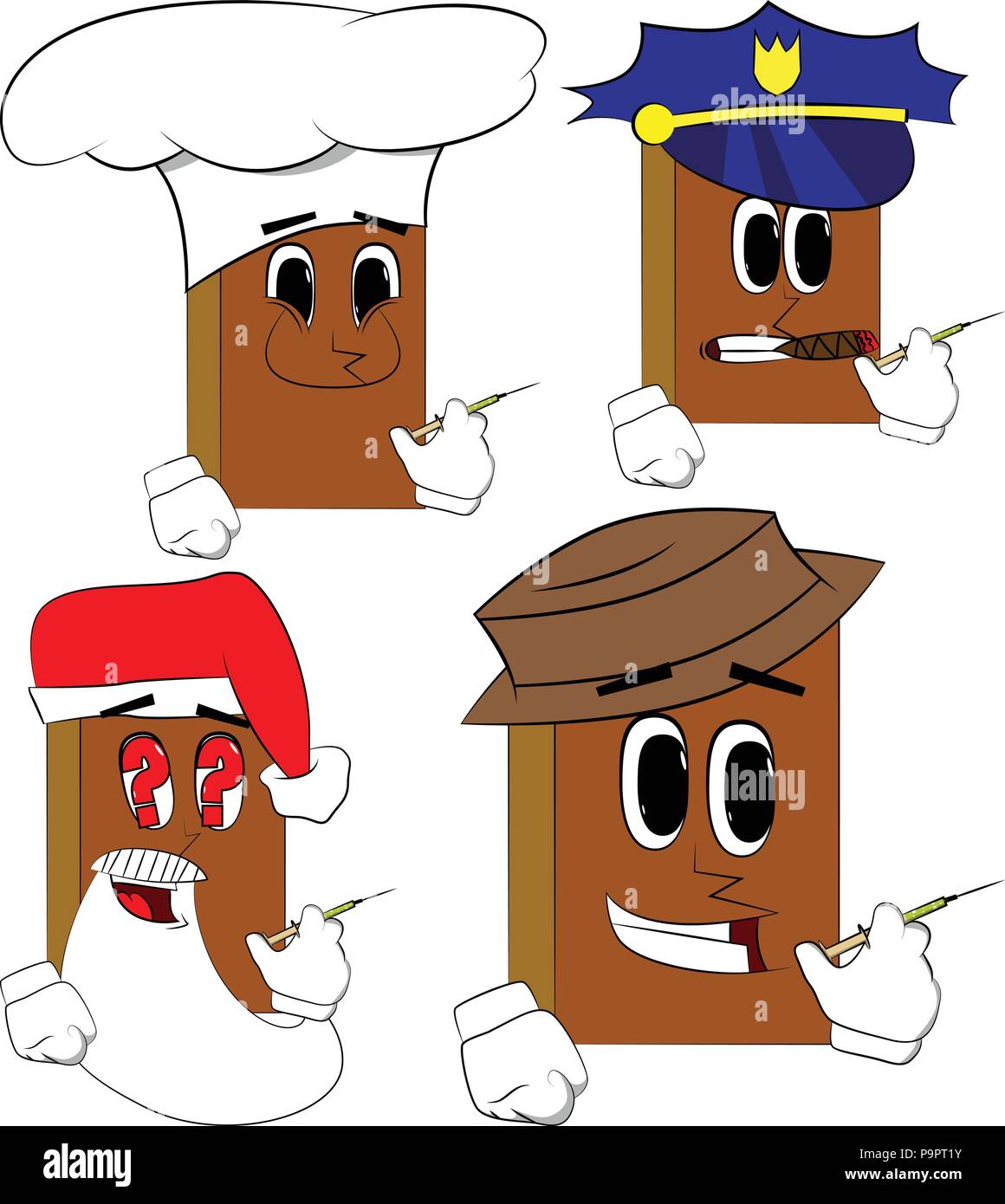 Books with medical injection in hand. Cartoon book collection with ...