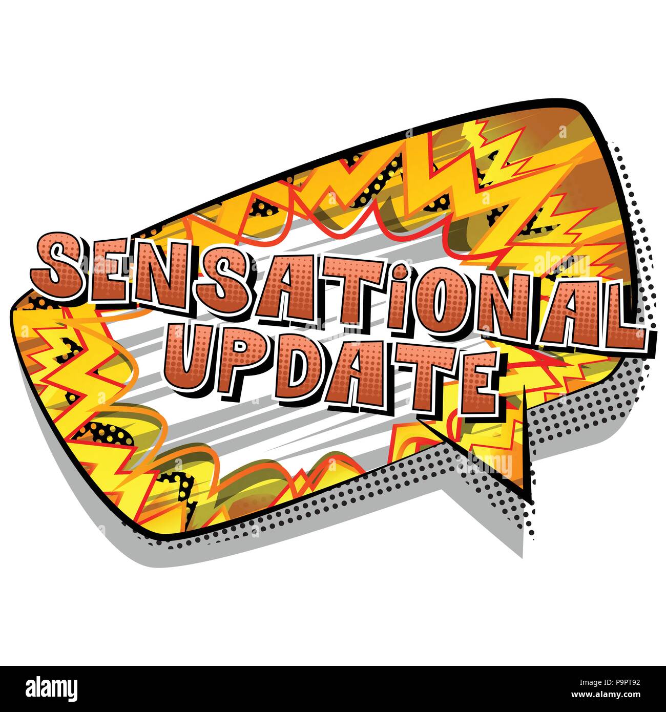 Sensational Update - Comic book style word on abstract background Stock ...