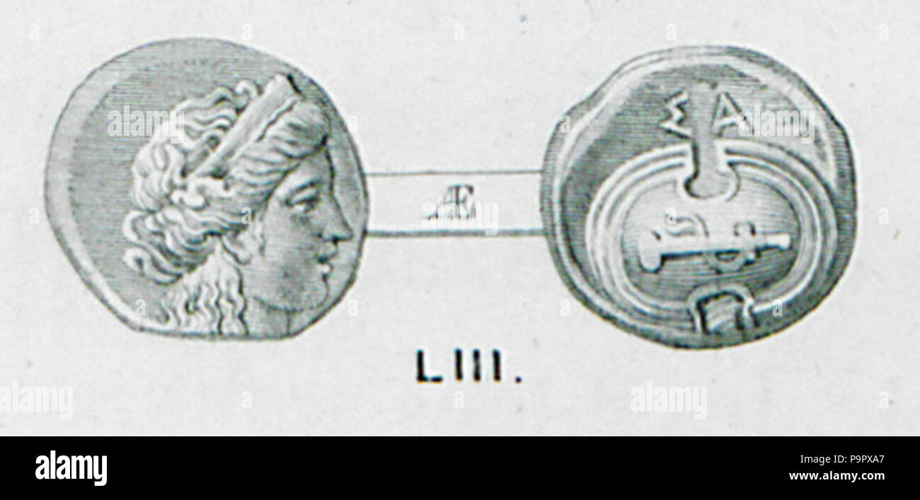 128 Ancient coin of Salamis Obv Ajax son of Telamon, king of Salamis ...