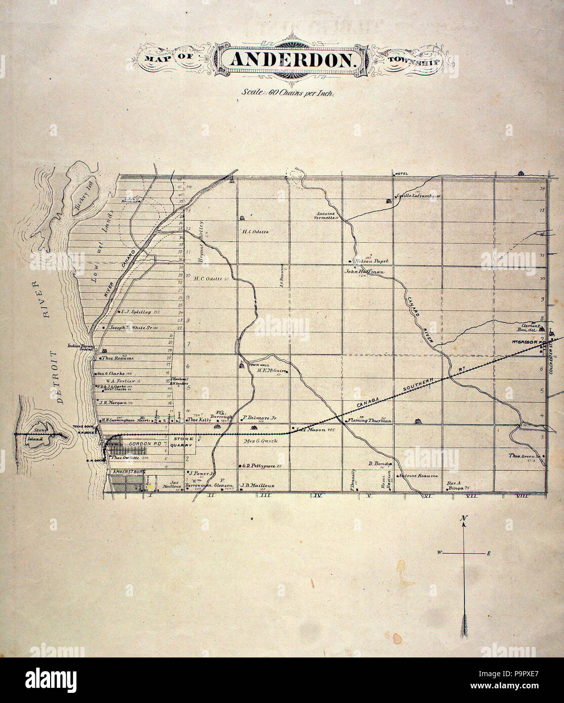 129 Anderdon Township in 1881, Essex County, Ontario Stock Photo - Alamy