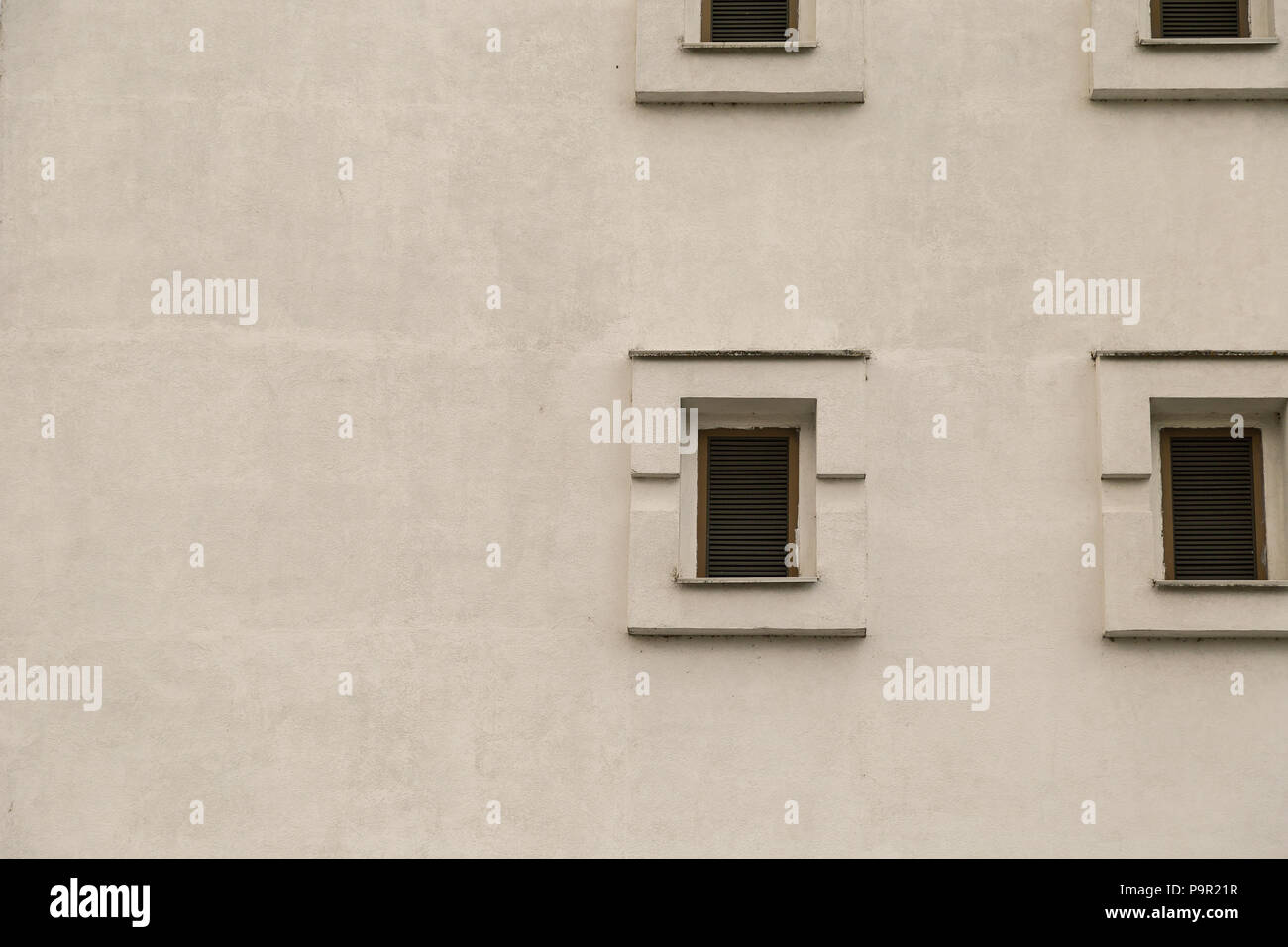 Three windows on the wall, the texture of the window background Stock ...