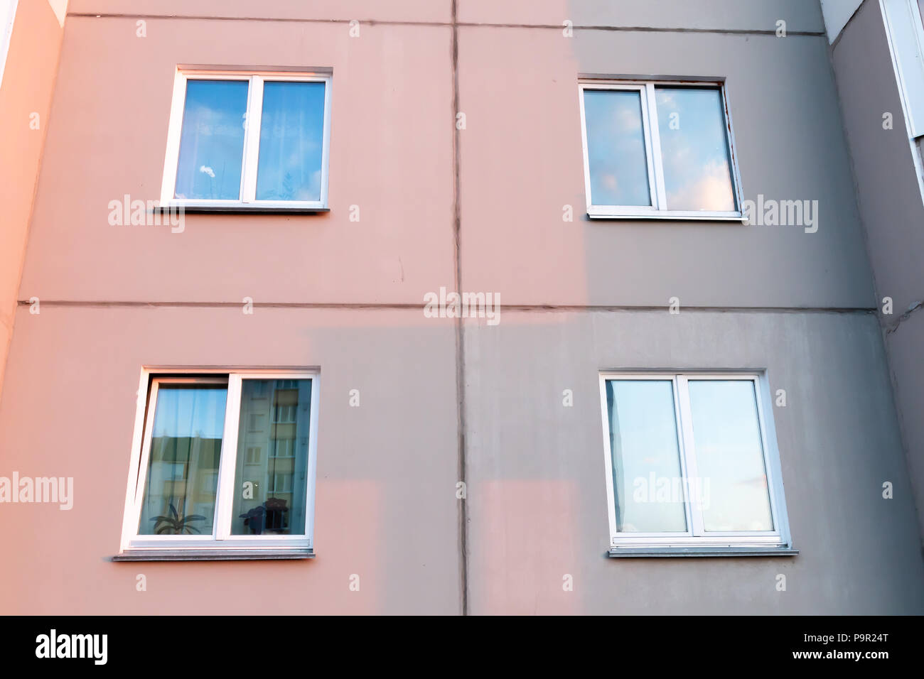 Three windows on the wall, the texture of the window background Stock ...