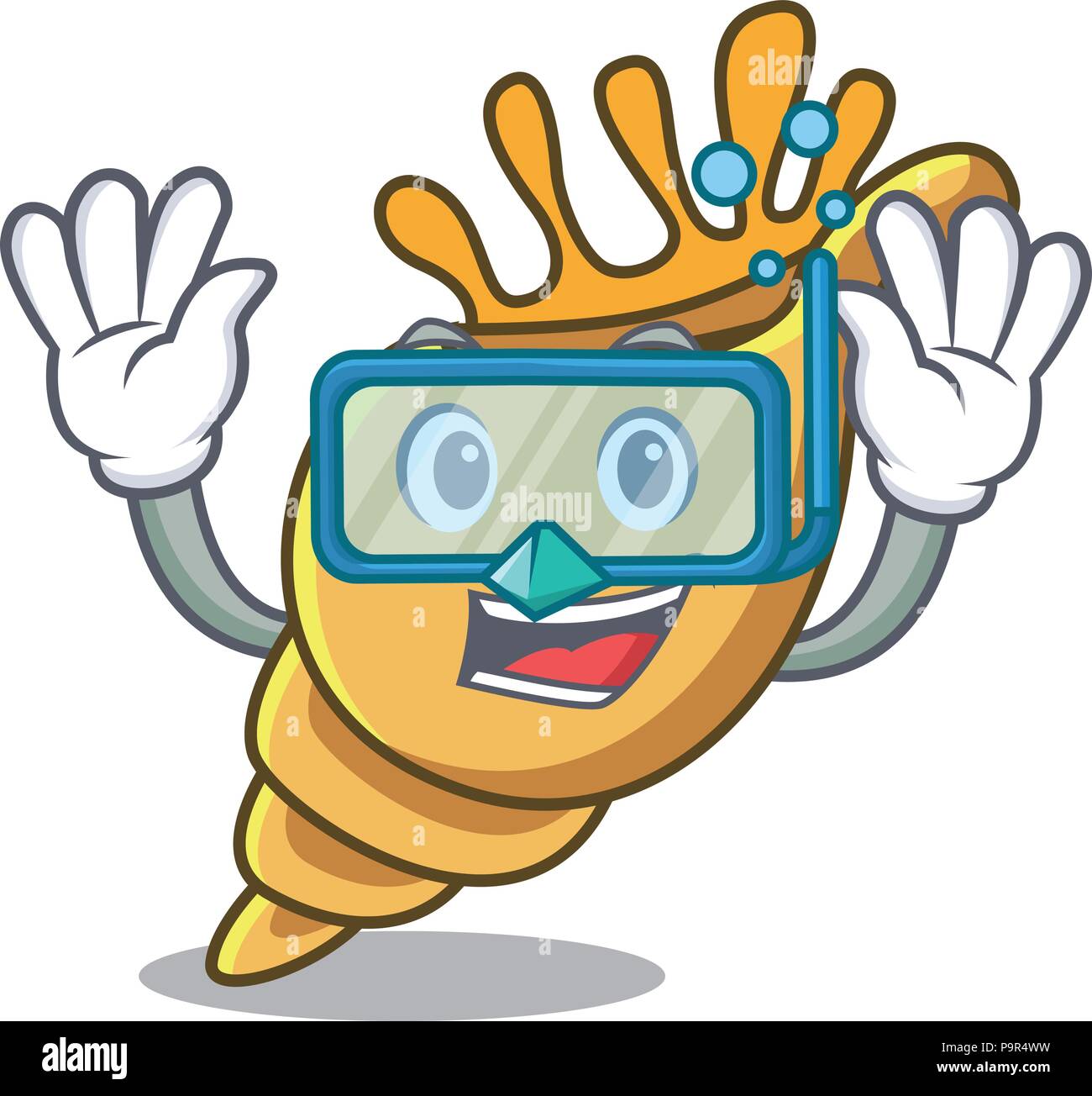 Diving exotic shell character cartoon Stock Vector Image & Art - Alamy