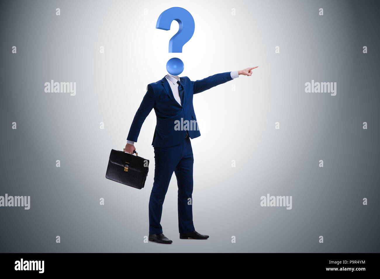Businessman with question mark instead of head Stock Photo - Alamy