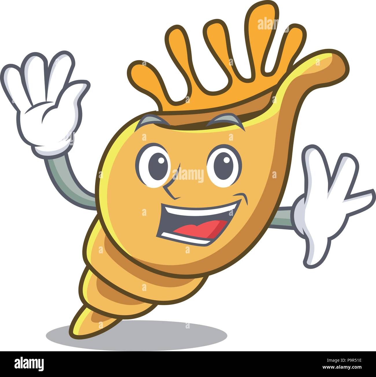 Waving Exotic Shell Character Cartoon Stock Vector Image And Art Alamy