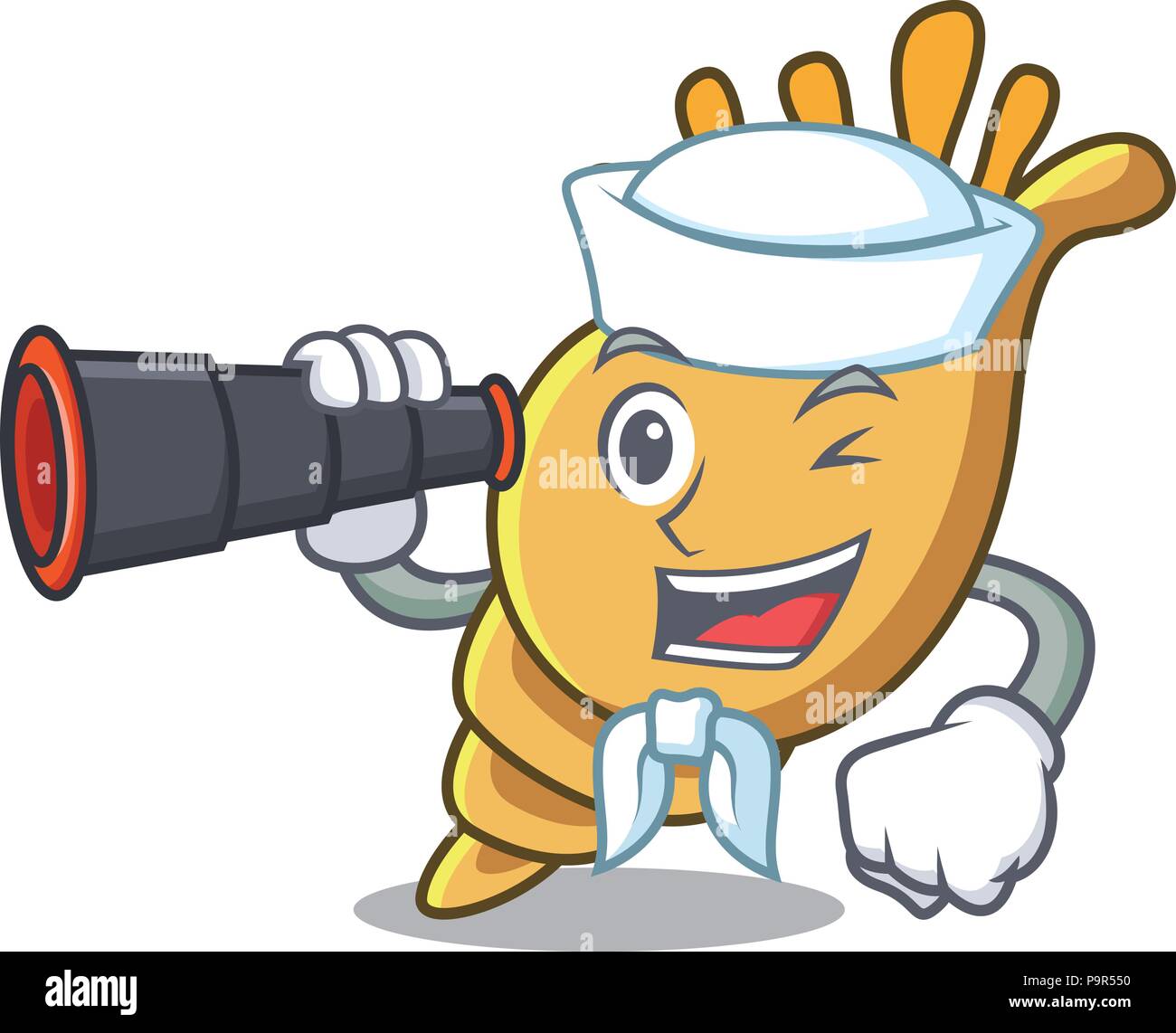 Sailor with binocular exotic shell mascot cartoon Stock Vector Image ...