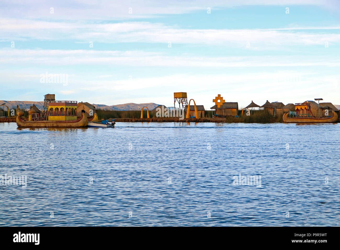 Uros Floating Islands and the traditional Totora Reed Boats on Lake ...