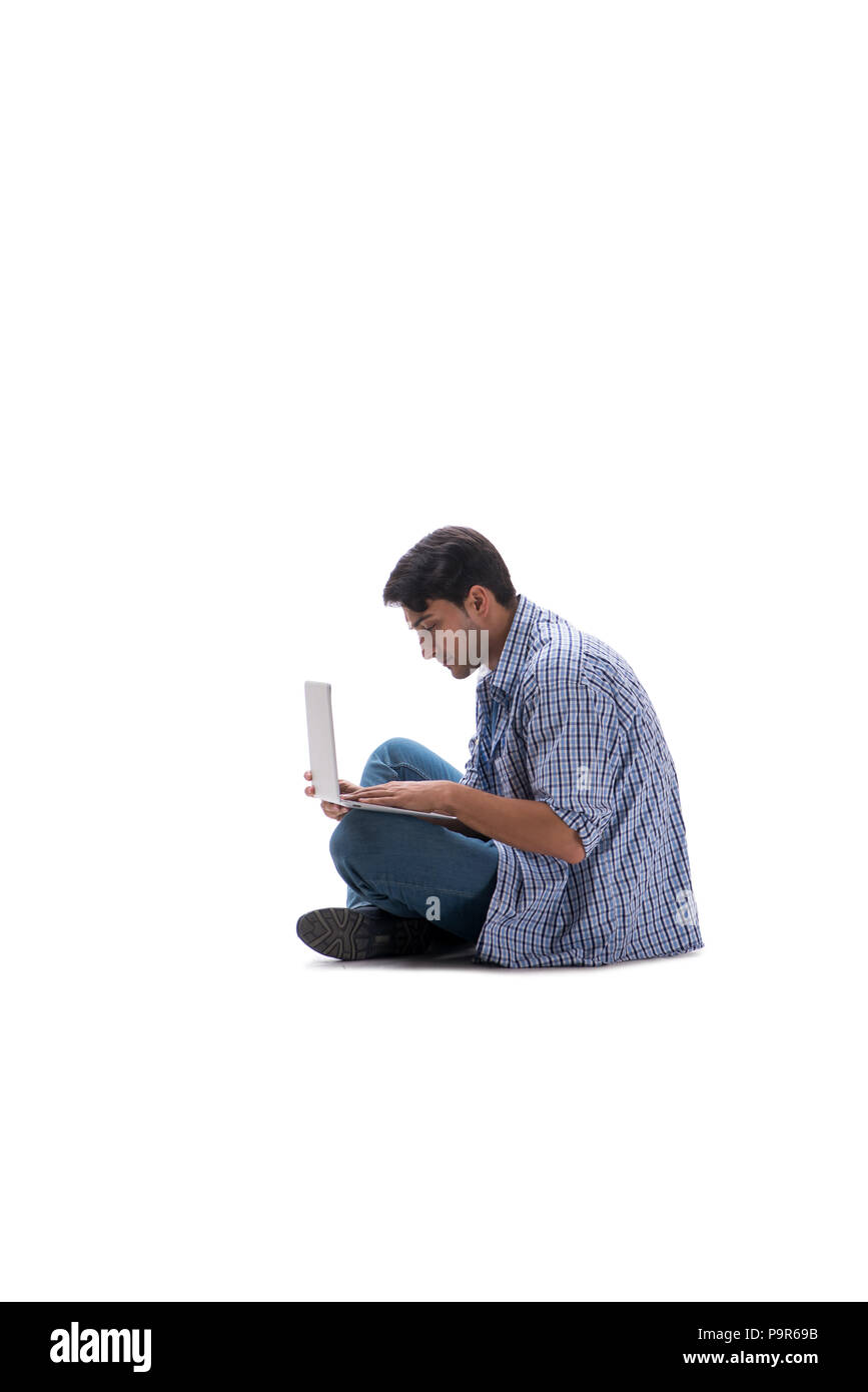 Teen student studying on computer Cut Out Stock Images & Pictures - Alamy