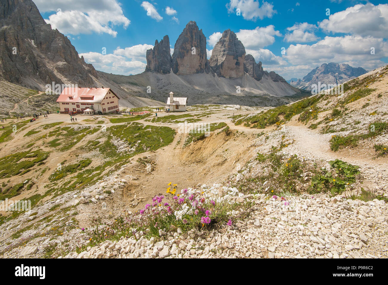 Wonderful view of Tre Cime di Lavaredo, Italian Dolomites, Europe Stock ...