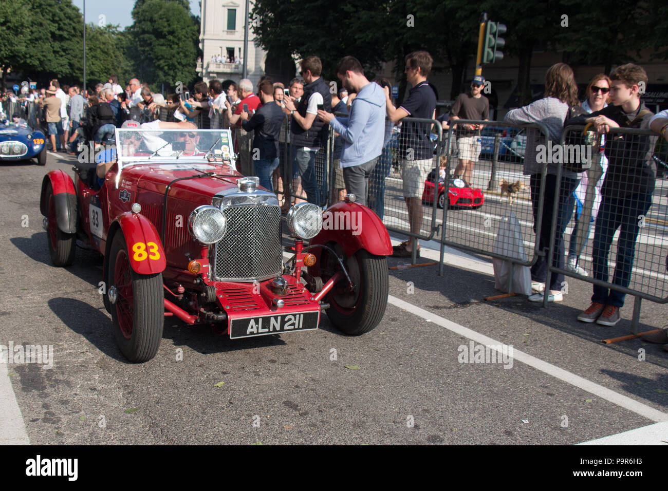 Brescia, Italy - May 19 2018: ASTON MARTIN LE MANS 1933 is an old ...