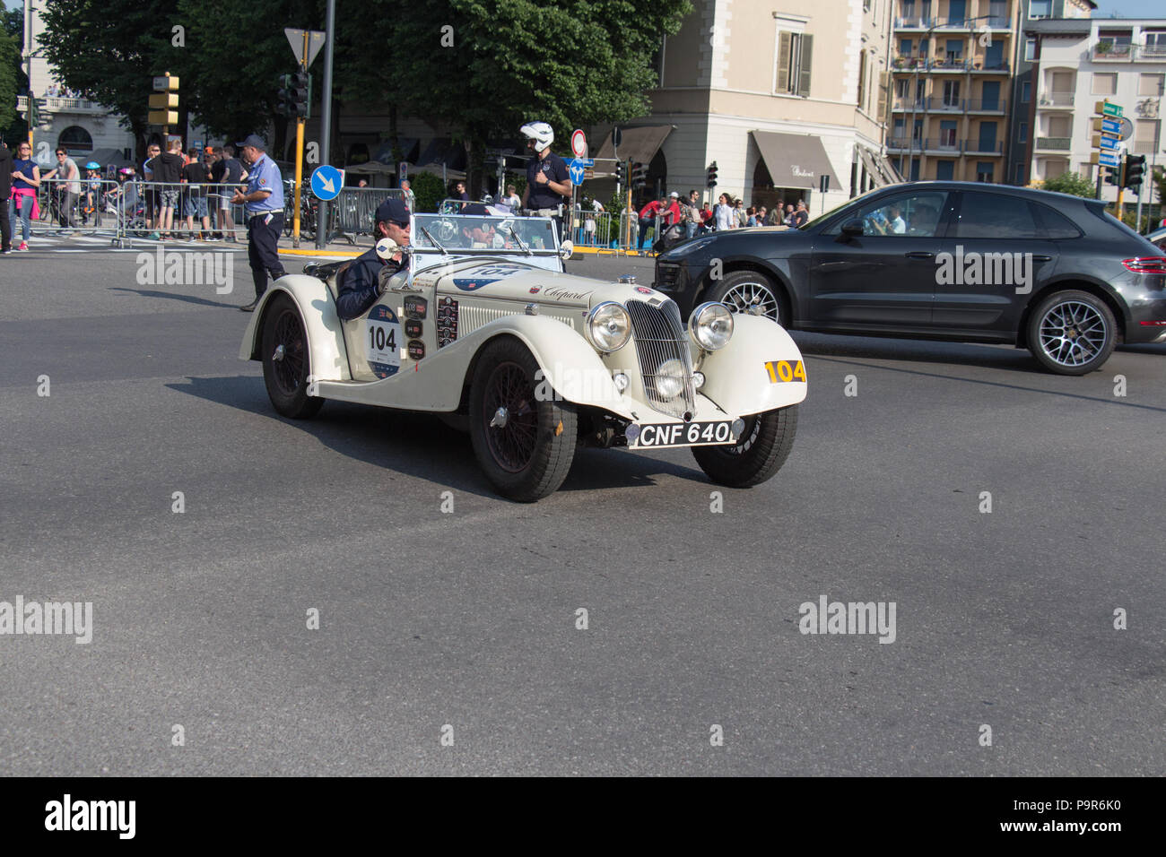 Brescia, Italy - May 19 2018: RILEY SPRITE 1936 is an old racing car in ...