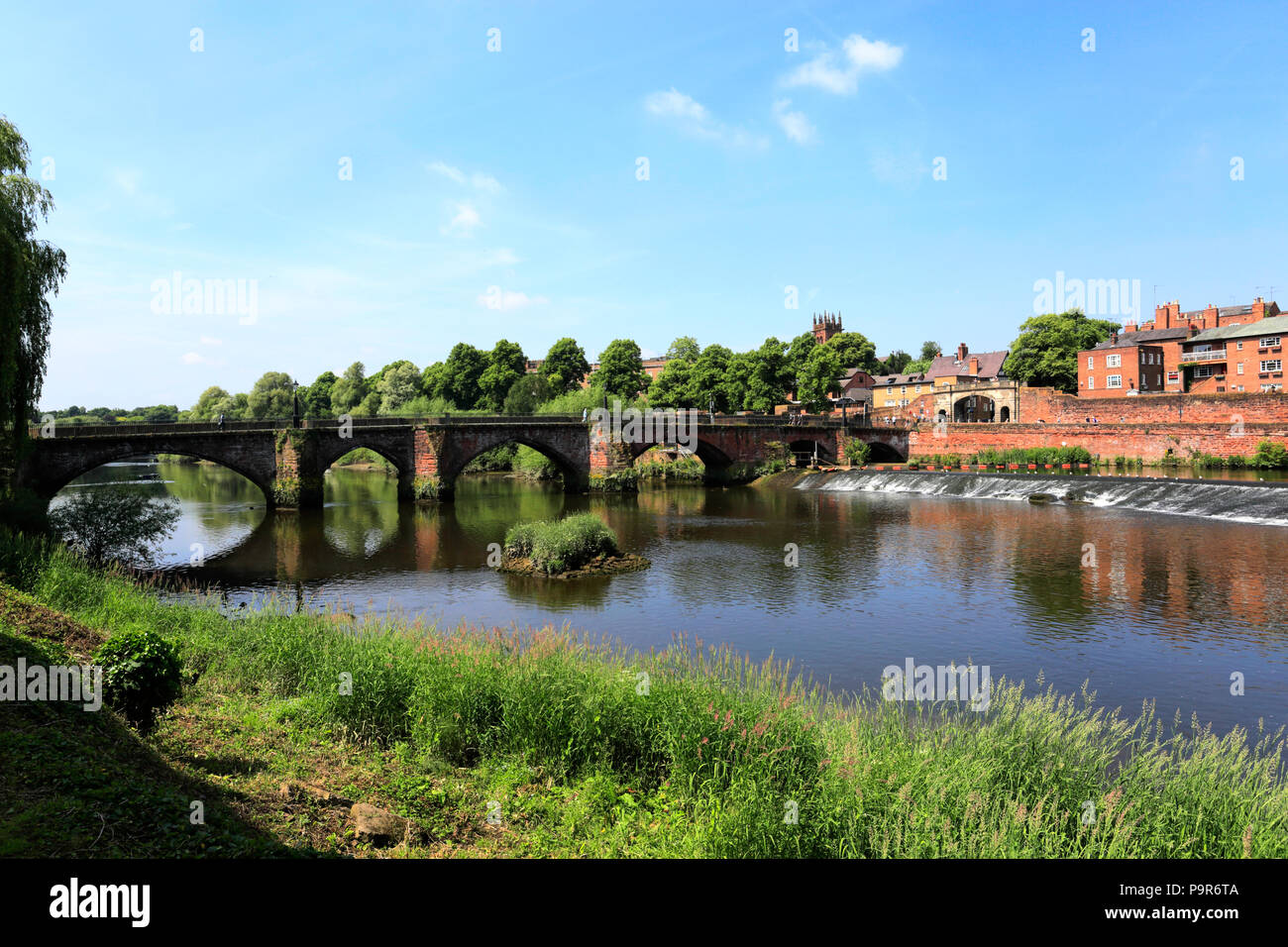 The Old Dee Bridge, river Dee, Chester City, Cheshire, England Stock ...
