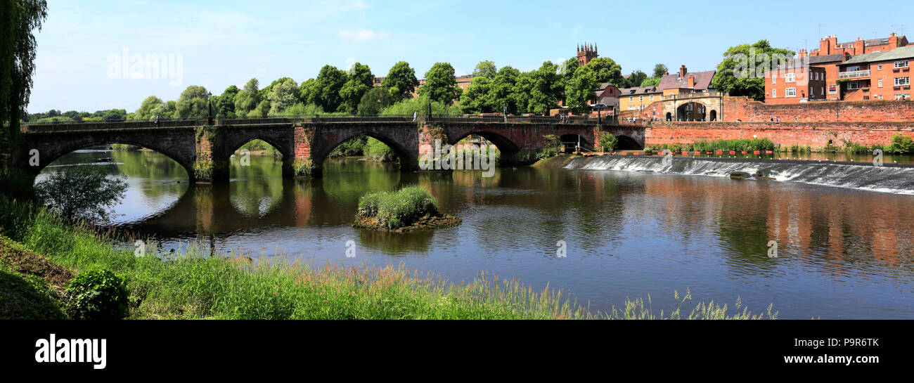 The Old Dee Bridge, river Dee, Chester City, Cheshire, England Stock ...