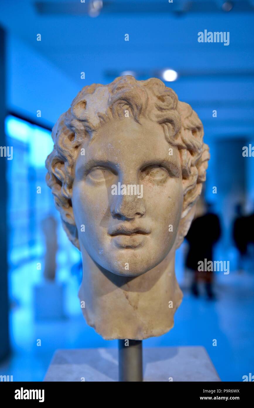 Marble head of Alexander the Great in the Acropolis Museum, Athens ...