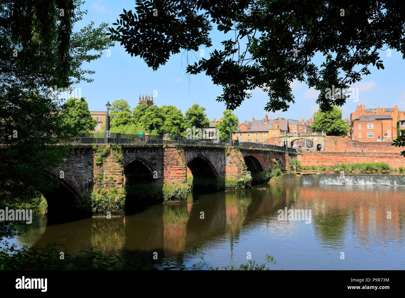 The Old Dee Bridge, river Dee, Chester City, Cheshire, England Stock ...
