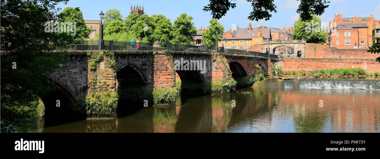 The Old Dee Bridge, river Dee, Chester City, Cheshire, England Stock ...