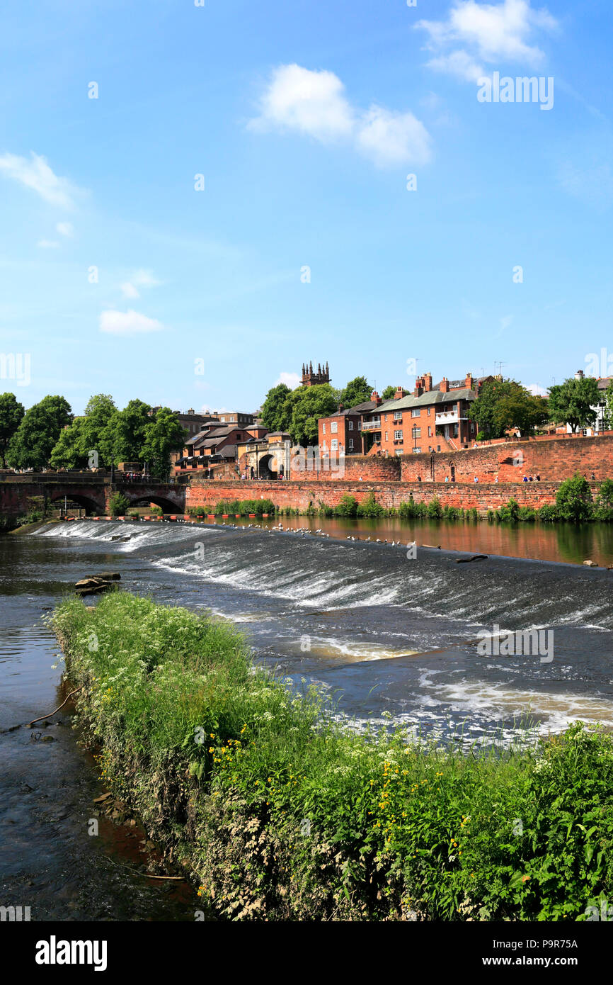The Weir, river Dee, Chester City, Cheshire, England Stock Photo - Alamy