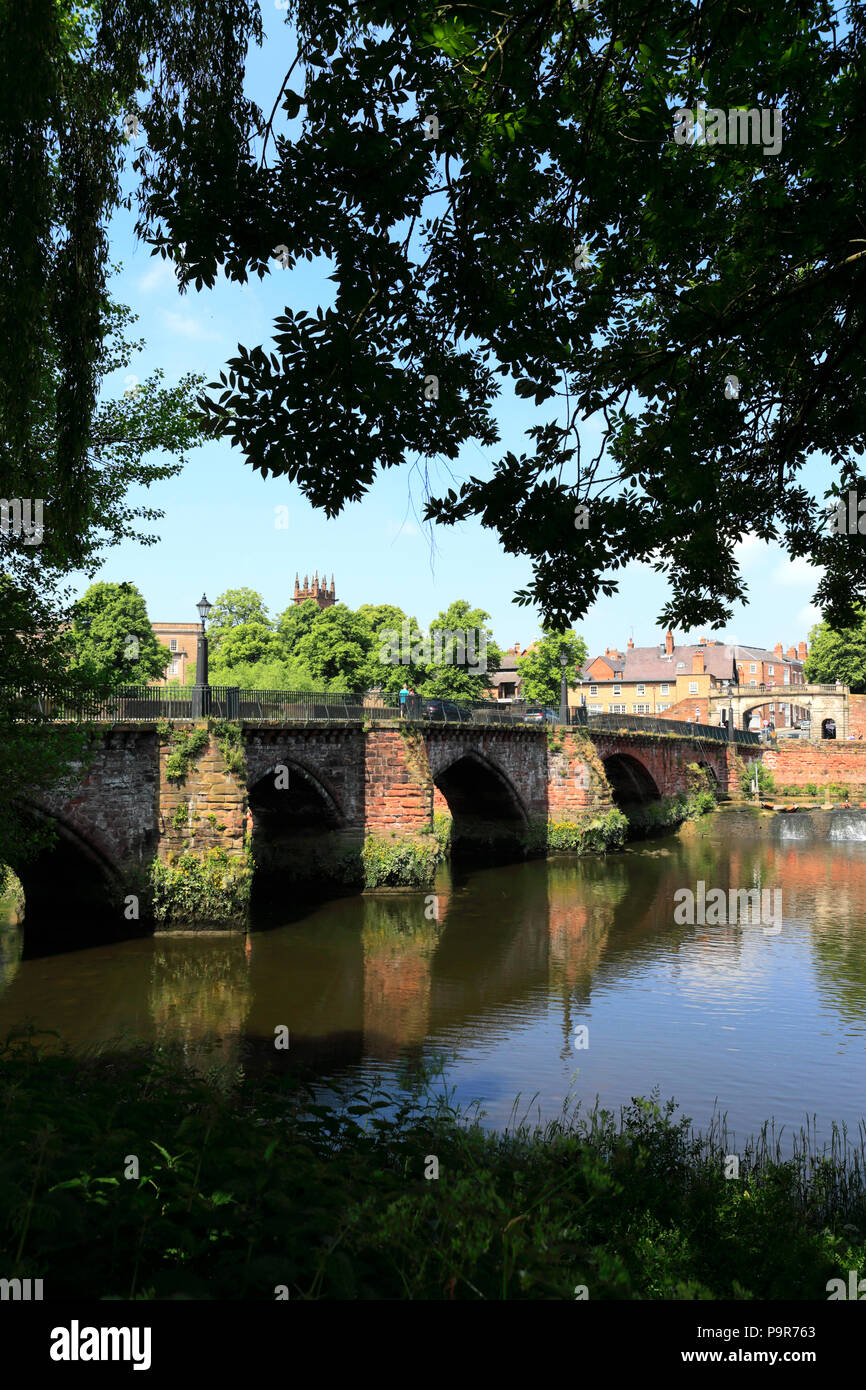 The Old Dee Bridge, river Dee, Chester City, Cheshire, England Stock ...