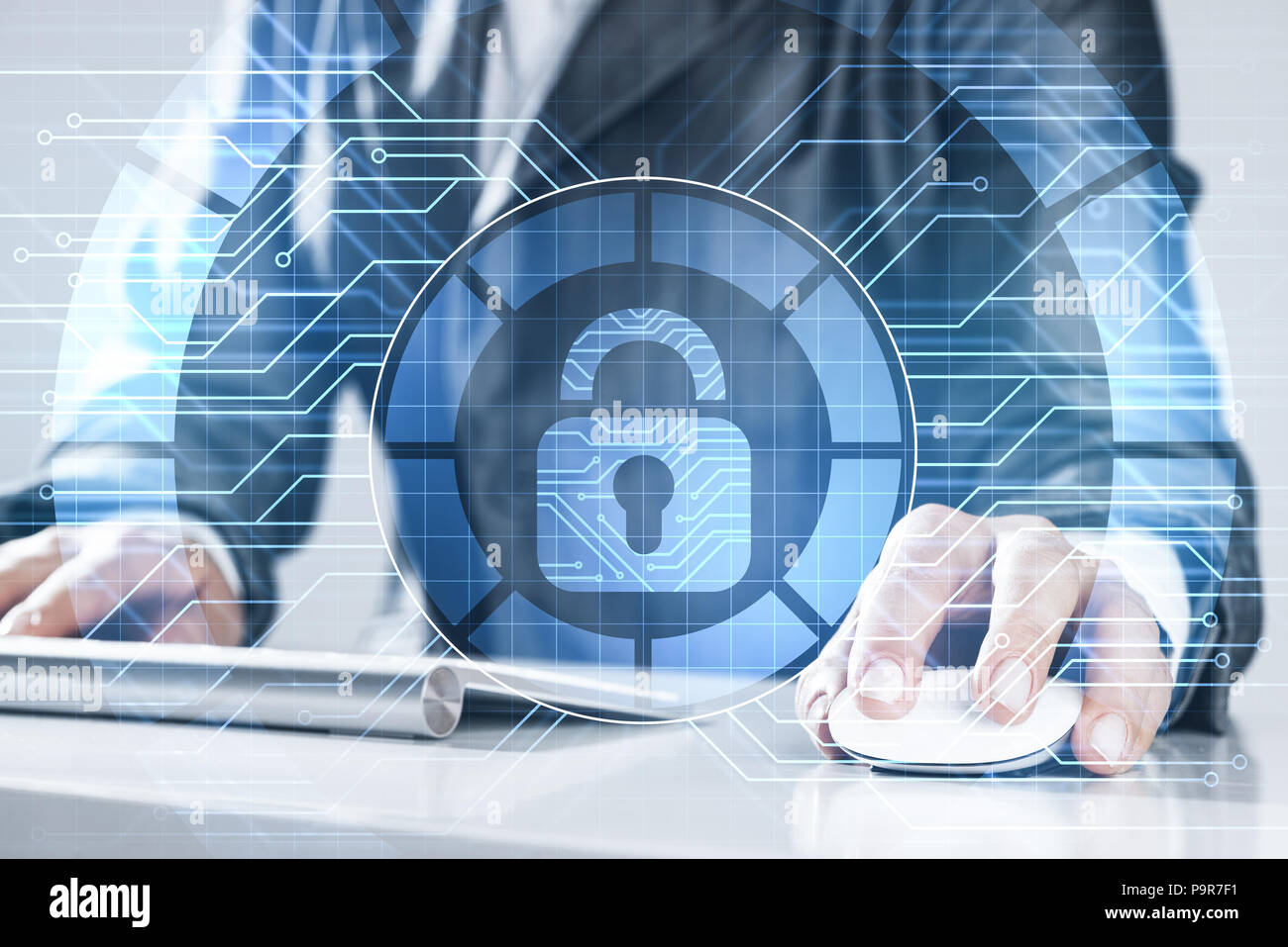 Internet security concept with woman typing password on keyboard Stock ...