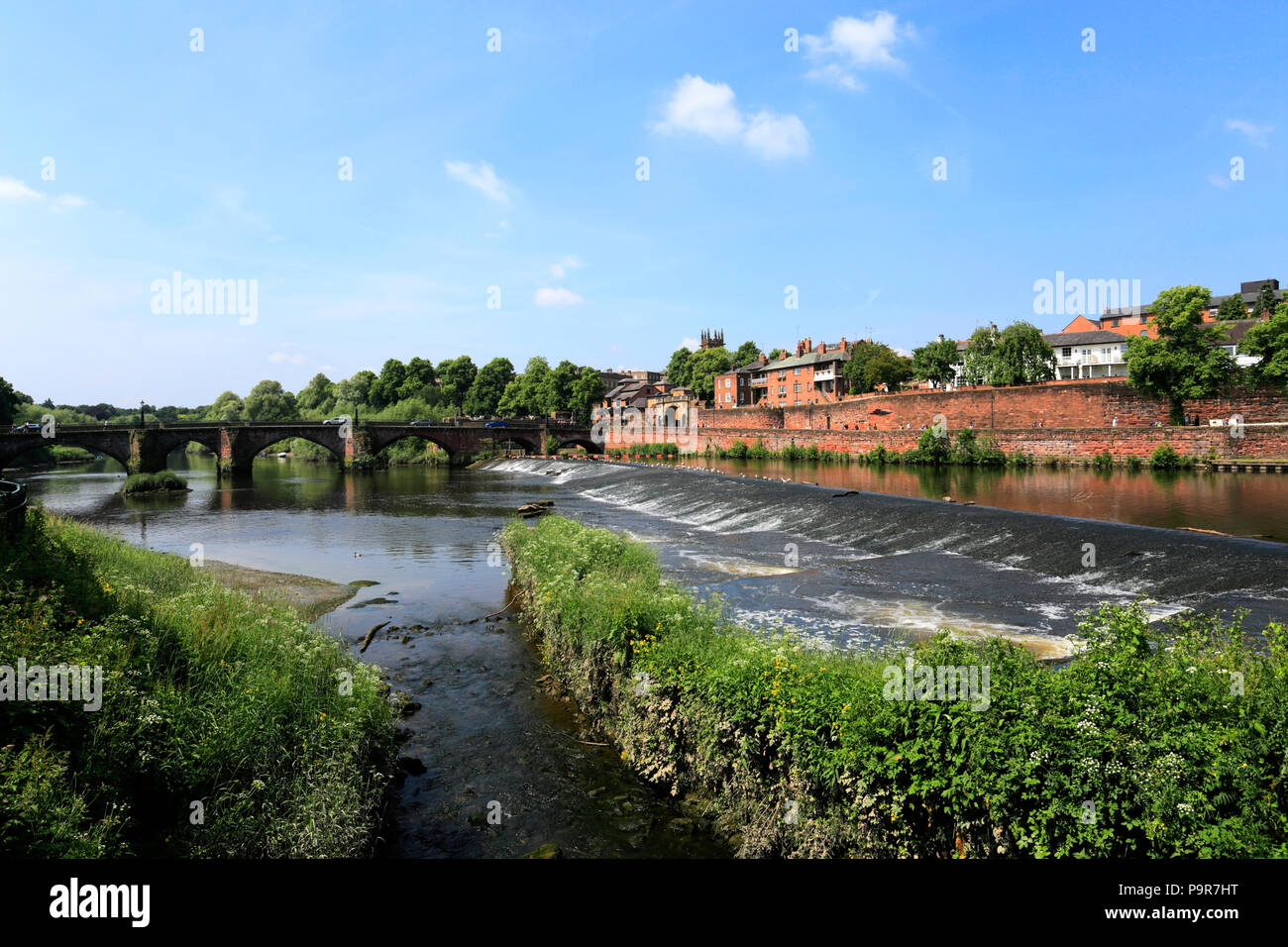 The Old Dee Bridge, river Dee, Chester City, Cheshire, England Stock ...